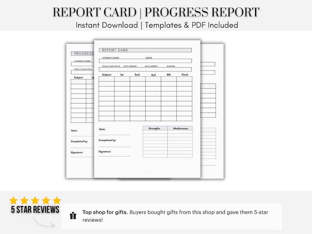 Customizable Report Card and Progress Report Template Transcript ...