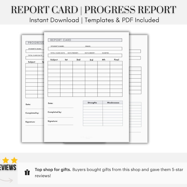 Homeschool Report Card Template - Etsy