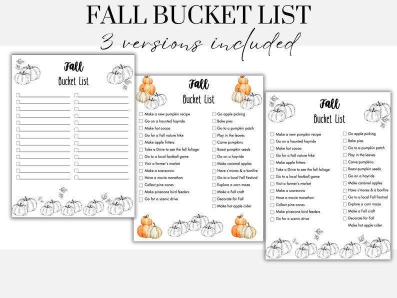 Fall Bucket List Printable Autumn Bucket List Template Editable Fall ...