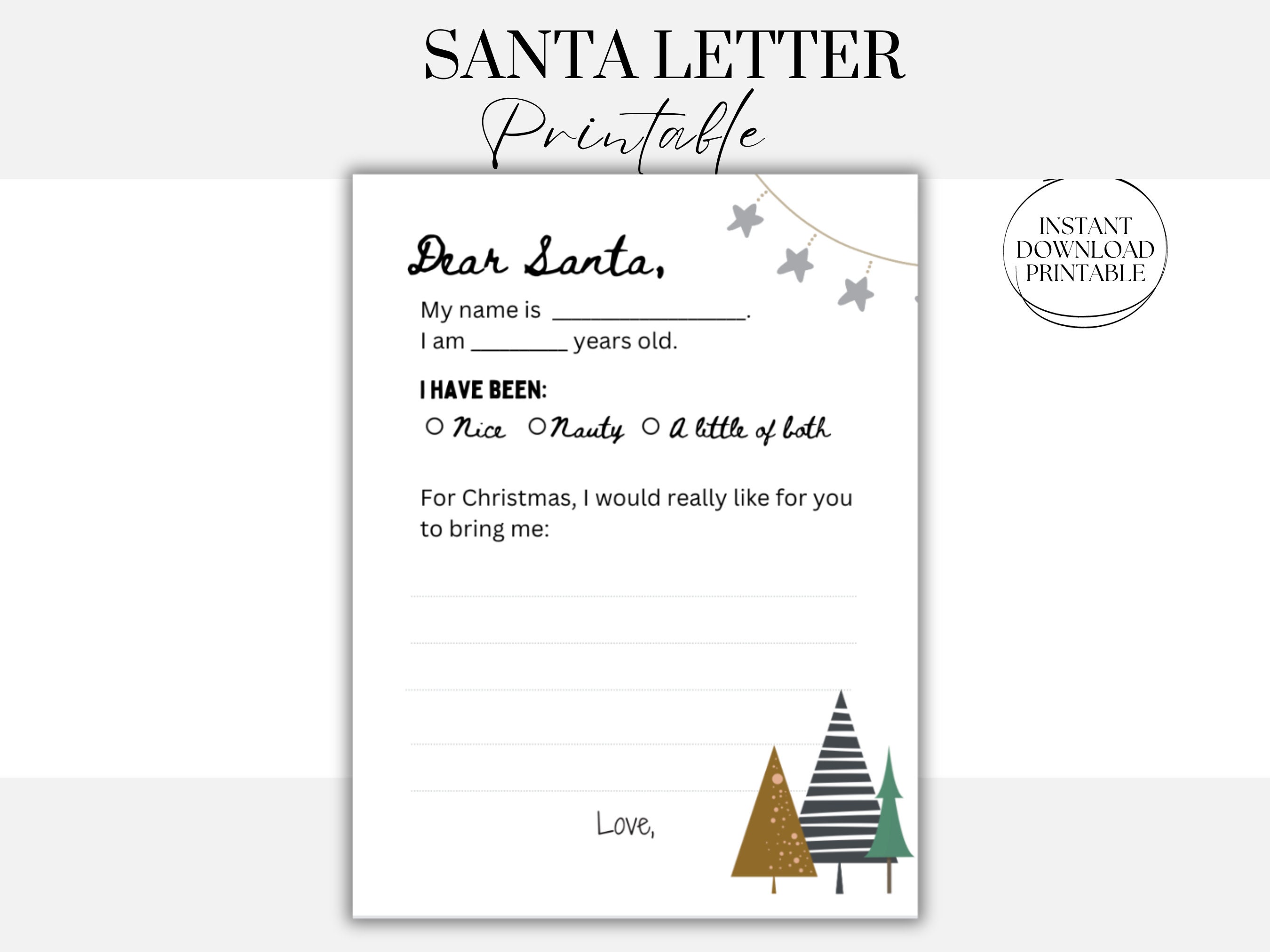 Letter to Santa PRINTABLE Kids Letter to Santa Letter - Etsy