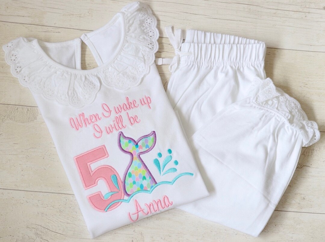 Mermaid Tail Birthday Frilly Set | Personalised Frill Collar Set ...