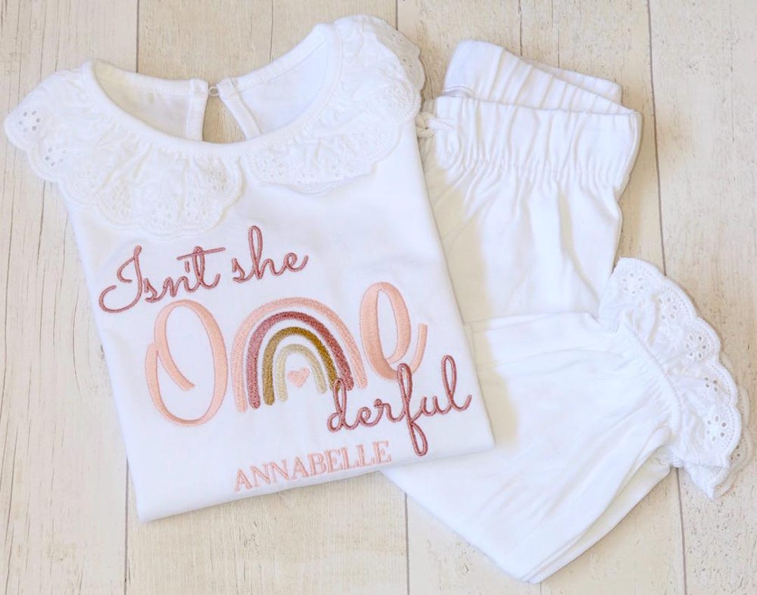Isn't She One-derful Birthday Frilly Set | Personalised Frill Collar ...