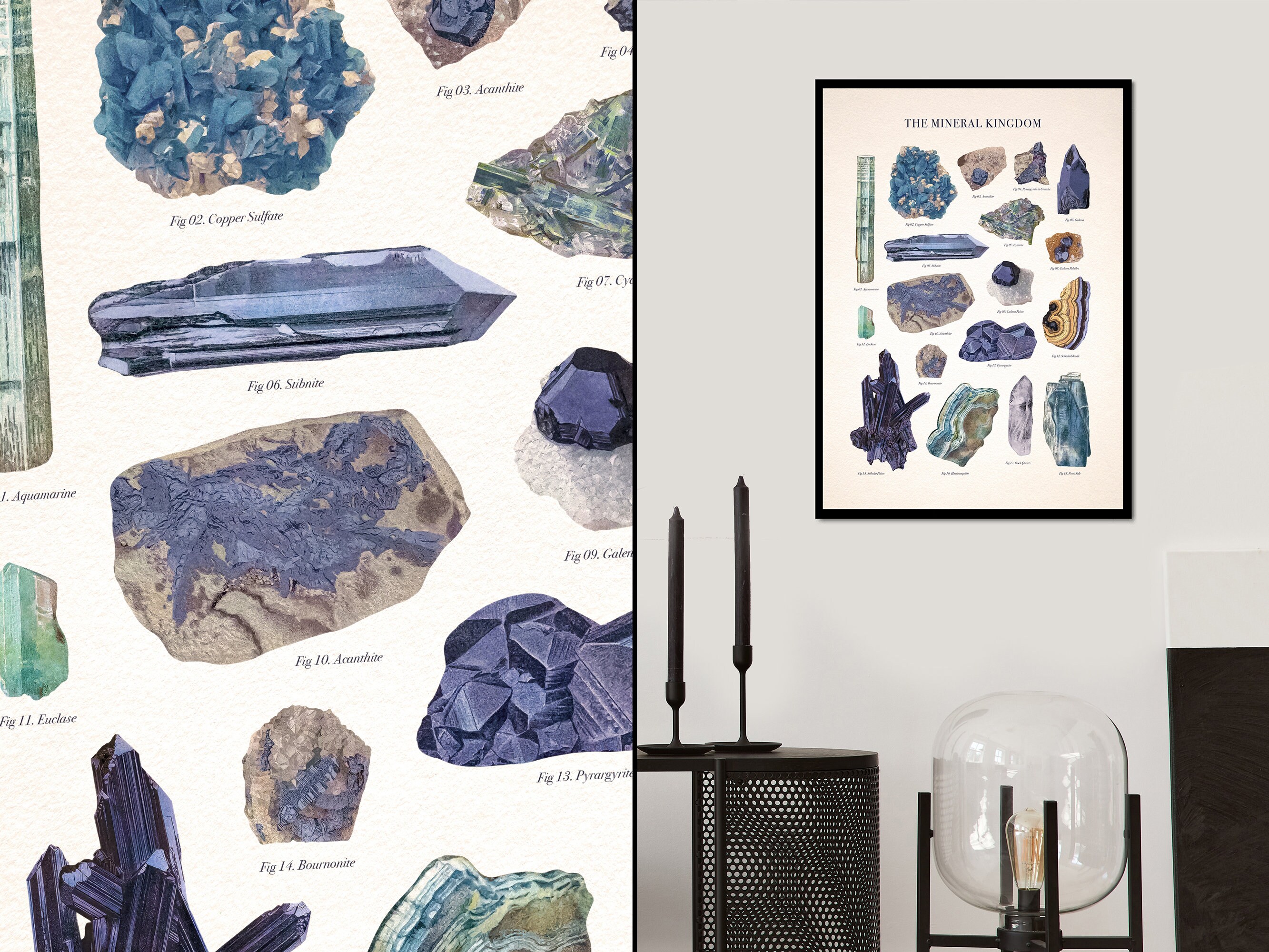 Vintage Crystals Print Mineralogy Chart Printable Wall Art Instant ...