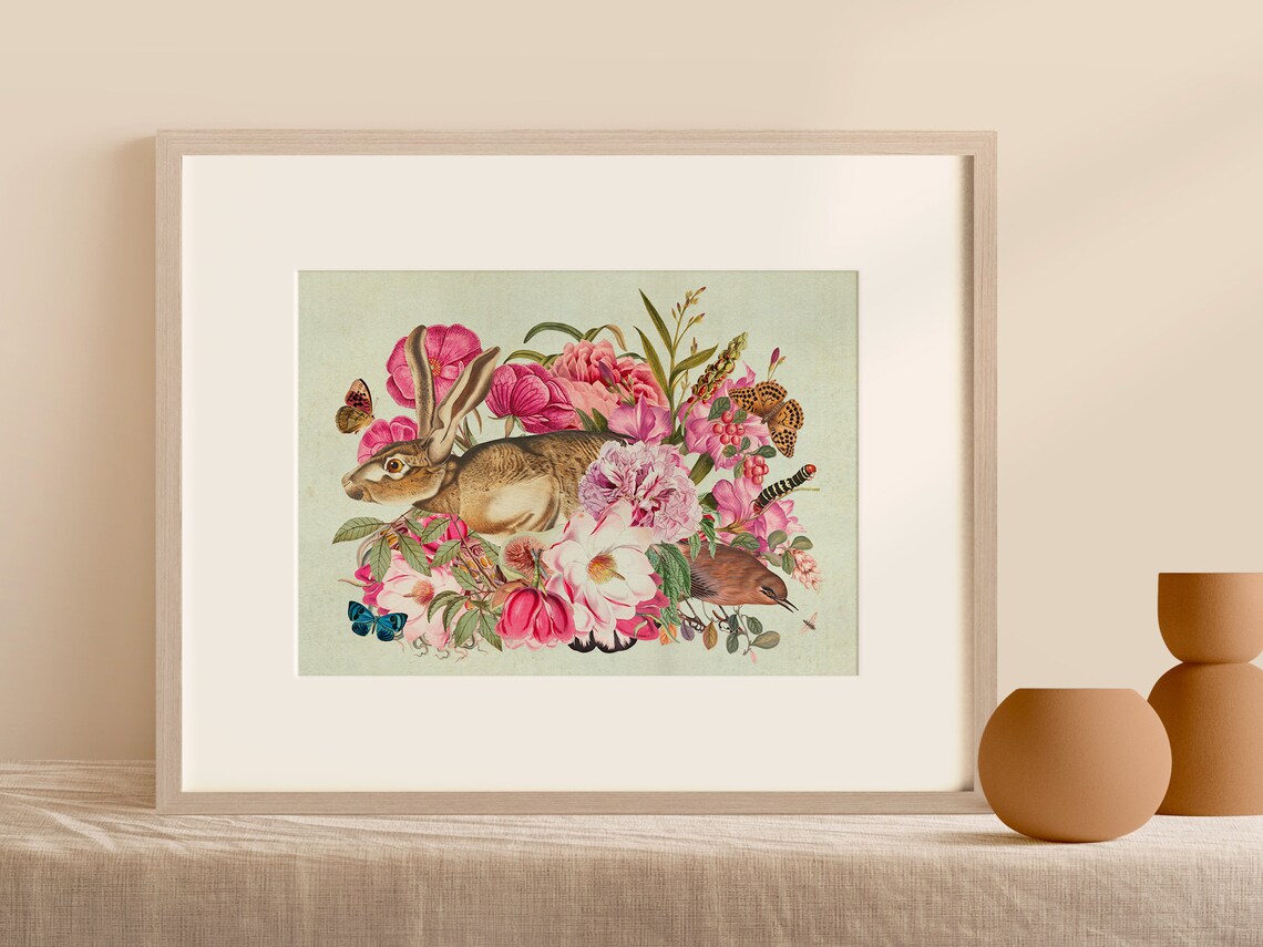 Flora and Fauna Art Print | Vintage Printable Horizontal Wall Art ...