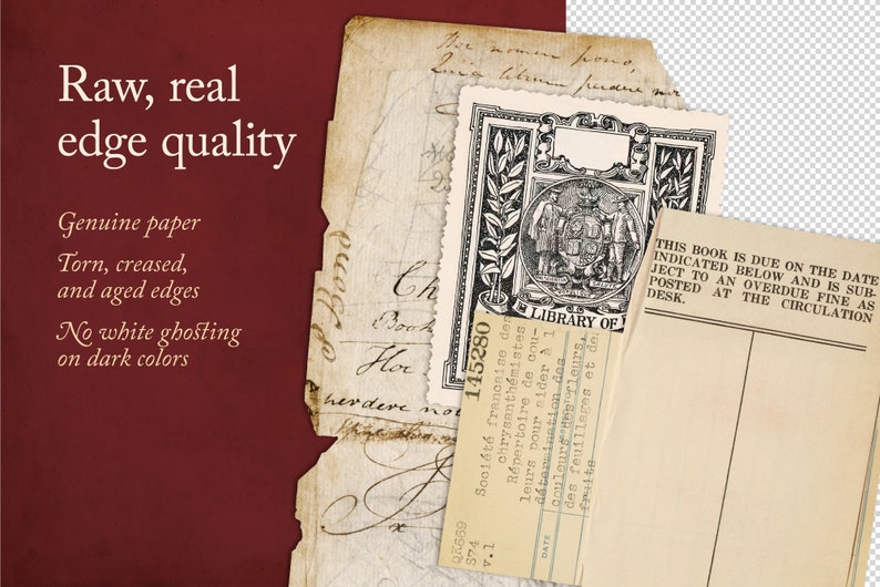 Printable Vintage Library Ephemera Pack Instant Download Dark Academia ...