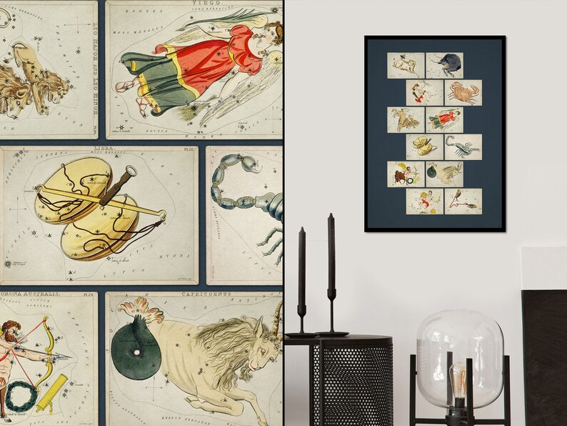 Vintage Zodiac Sign Poster of Constellations | Printable Astrological ...