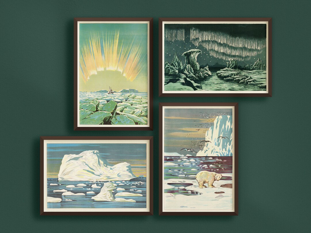 Moody Vintage Arctic Landscape Prints Set of 4 | Printable Gallery Wall ...