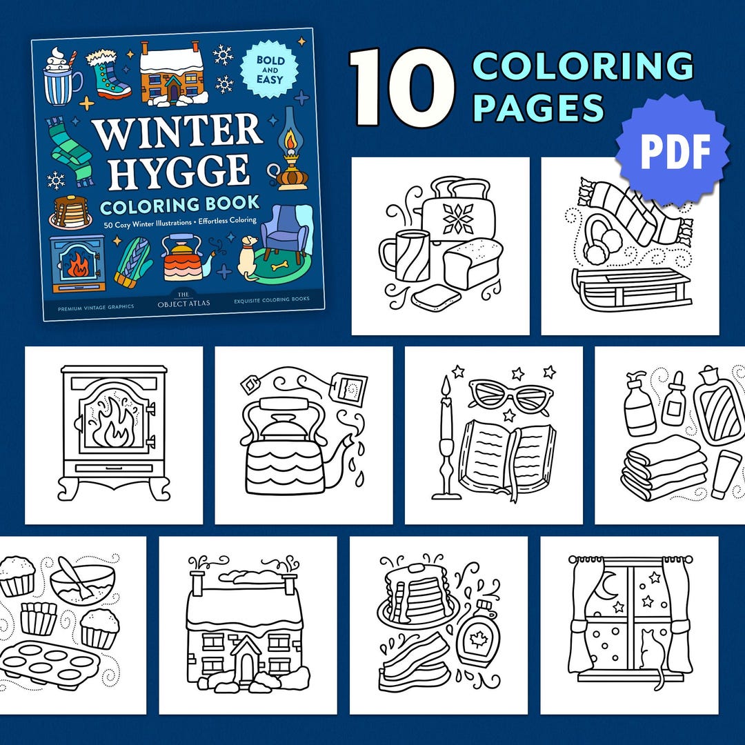 Bold & Easy 10 Cozy Winter Coloring Pages | Instant Download PDF ...