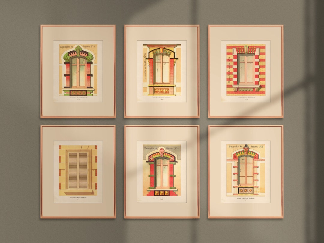 French Windows Vintage Gallery Wall Prints | Set of 6 | Printable Wall ...