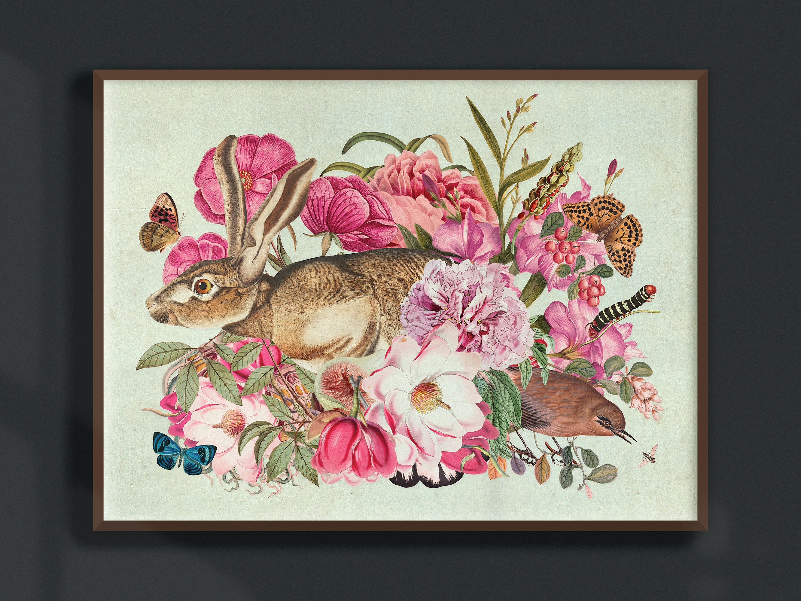 Flora and Fauna Art Print | Vintage Printable Horizontal Wall Art ...