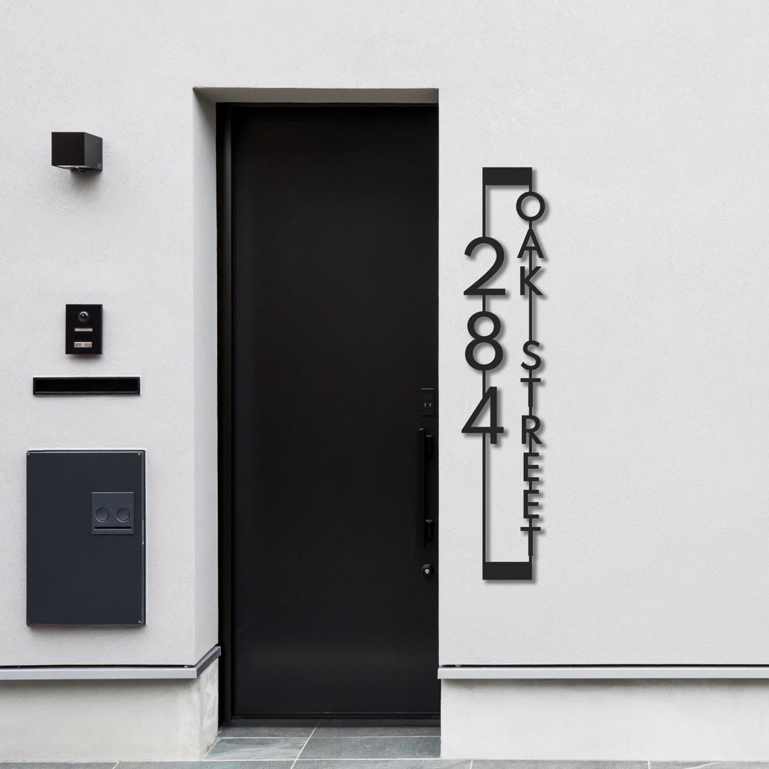 Personalized VERTICAL METAL SIGN - Modern House Address Sign, Outdoor ...