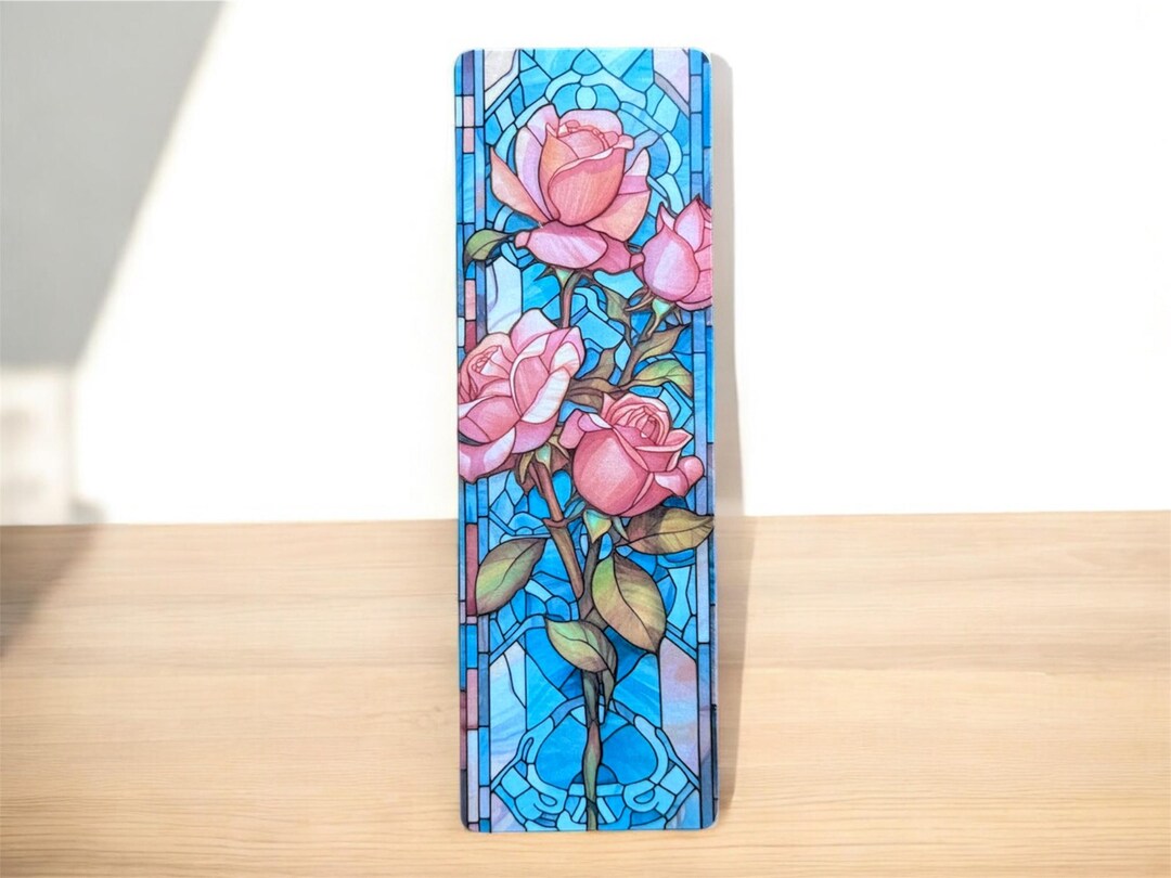 Stained Glass Flower Bookmark: Laminated Floral Design, Gift for ...