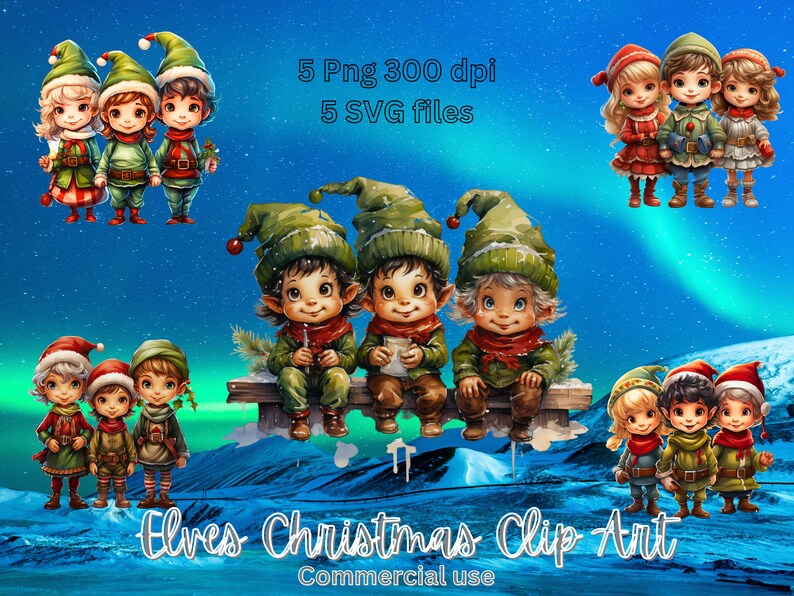 Elves Clipart, Watercolor Boy and Girl Elf, Santa's Little Elf, Elves ...