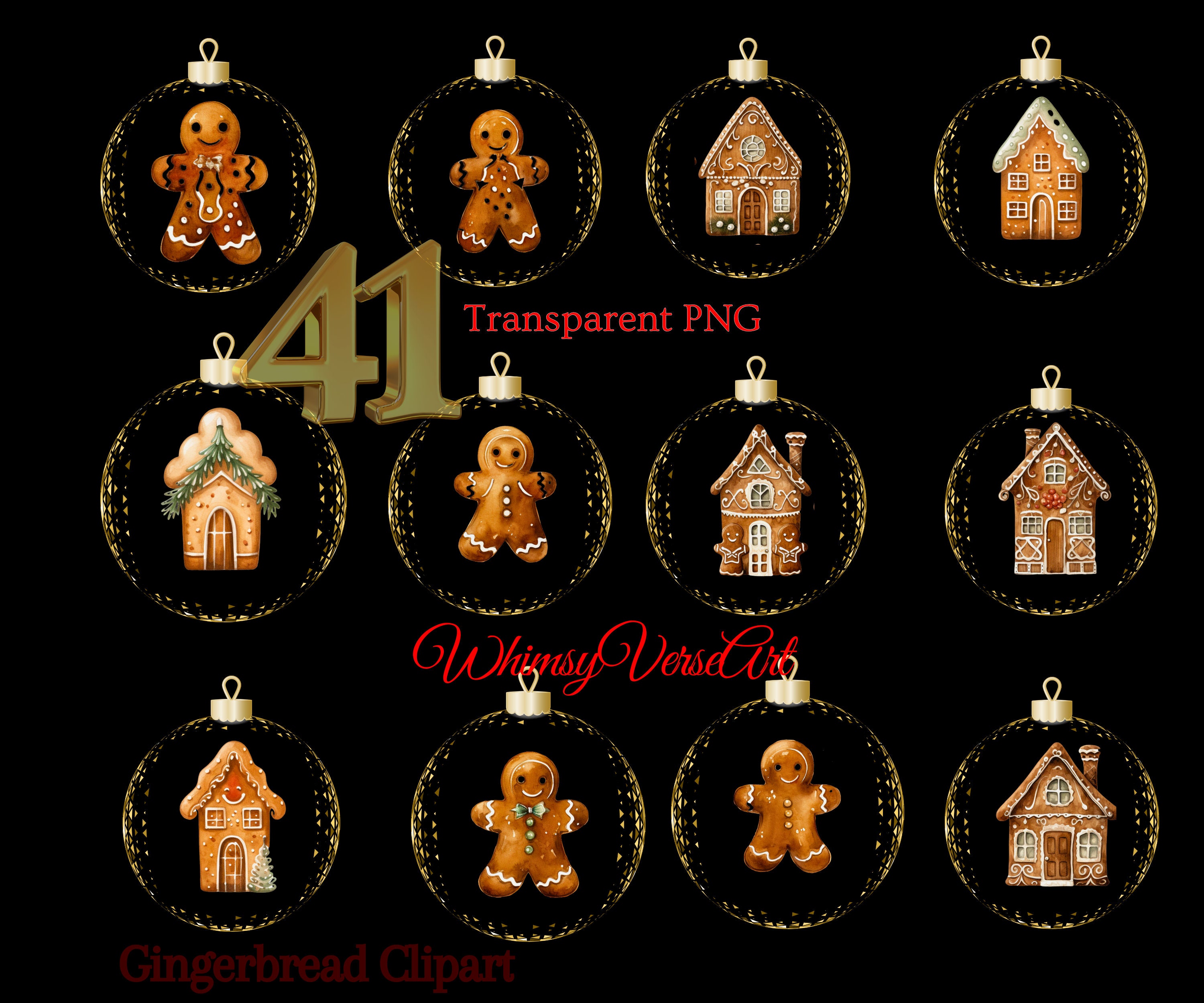 Christmas Gingerbread Clipart Bundle Adorable Cookies, Houses, 3D ...