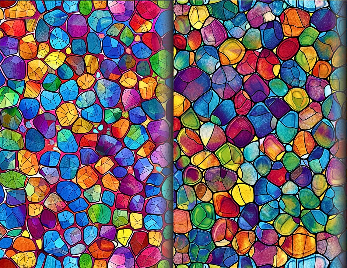 Fibonacci Seamless Pattern, Stained Glass Art, Digital Paper Pack ...