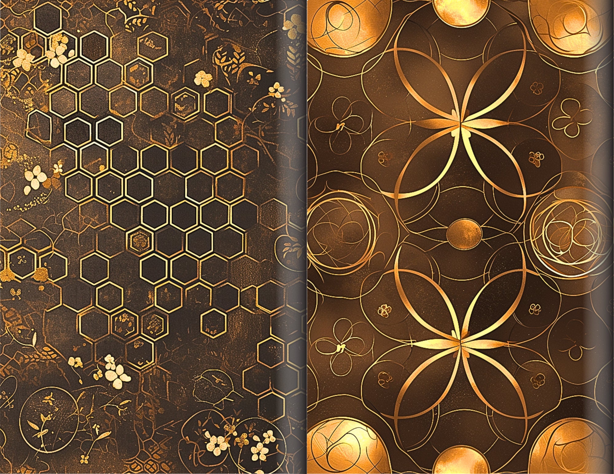 Gold Sacred Geometry Patterns Seamless & Vintage Digital Paper Pack for ...