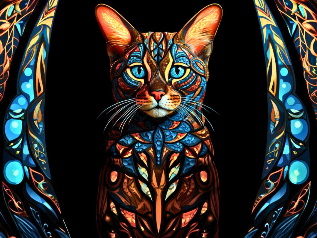 Bengal Cat Stained Glass Art: Indigenous Style Decor (digital Download ...