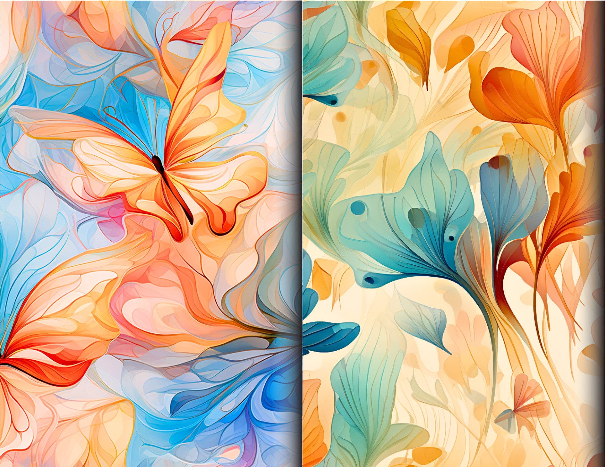 Lucid Butterflies, Digital Paper Pack Colorful , Seamless Opt Art ...