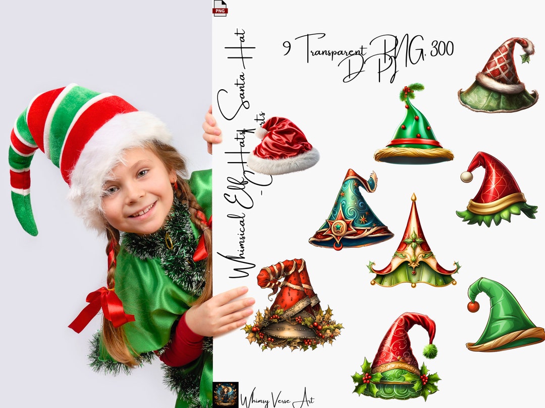 Magical Set of Elf Hats & Santa Hat Ideal for Holiday Parties, Xmas ...