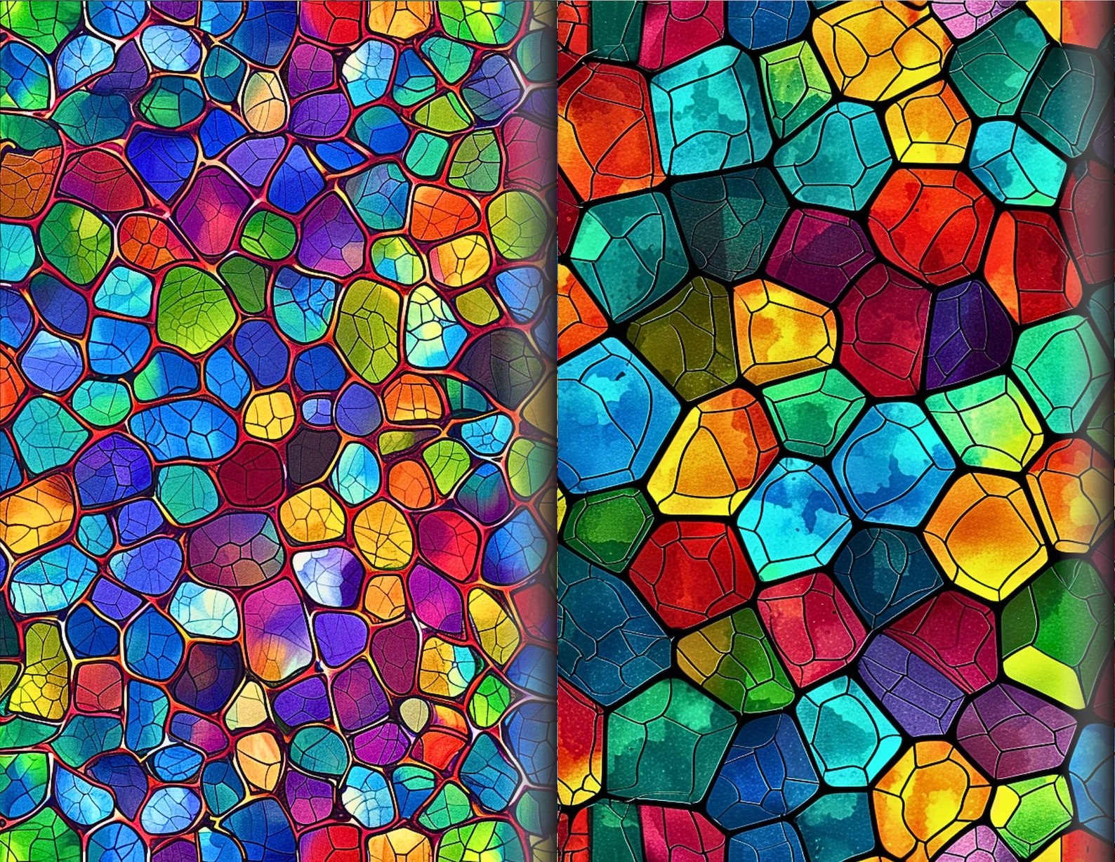 Fibonacci Seamless Pattern, Stained Glass Art, Digital Paper Pack ...