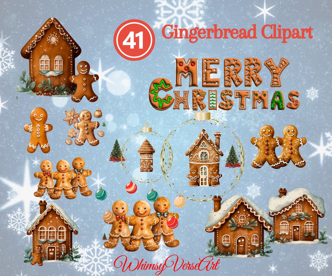 Christmas Gingerbread Clipart Bundle Adorable Cookies, Houses, 3D ...