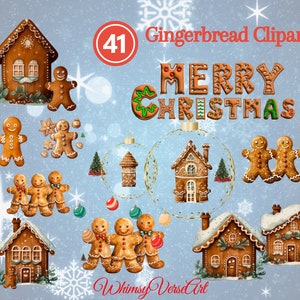 Christmas Gingerbread Clipart Bundle Adorable Cookies, Houses, 3D ...