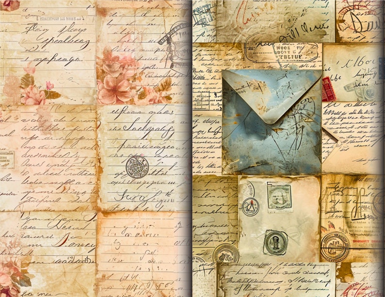 Old Letters Seamless Pattern Pack Vintage Love Letters Digital Paper ...