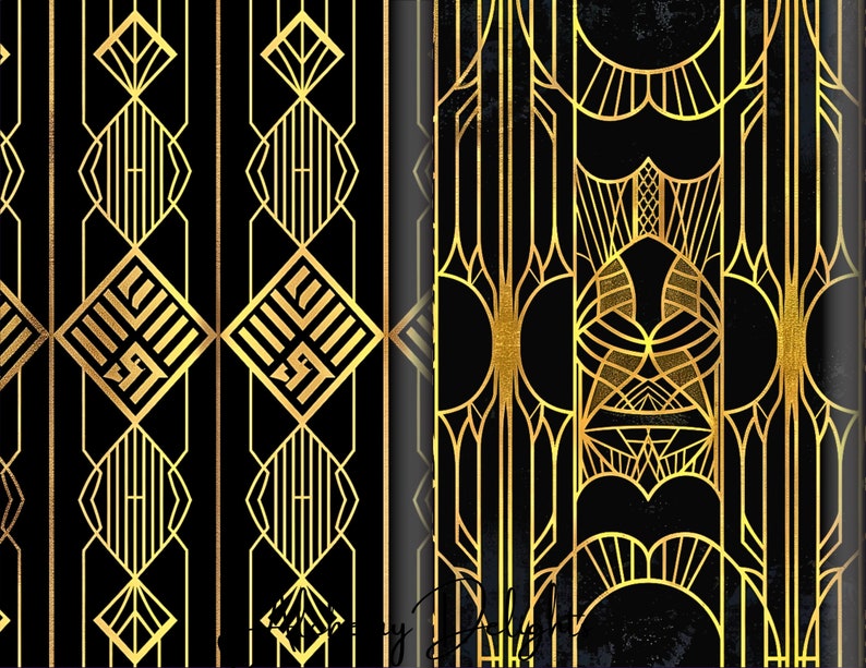 Golden Symmetry - Luxe Art Deco Digital Paper Pack - 12 Elegant ...