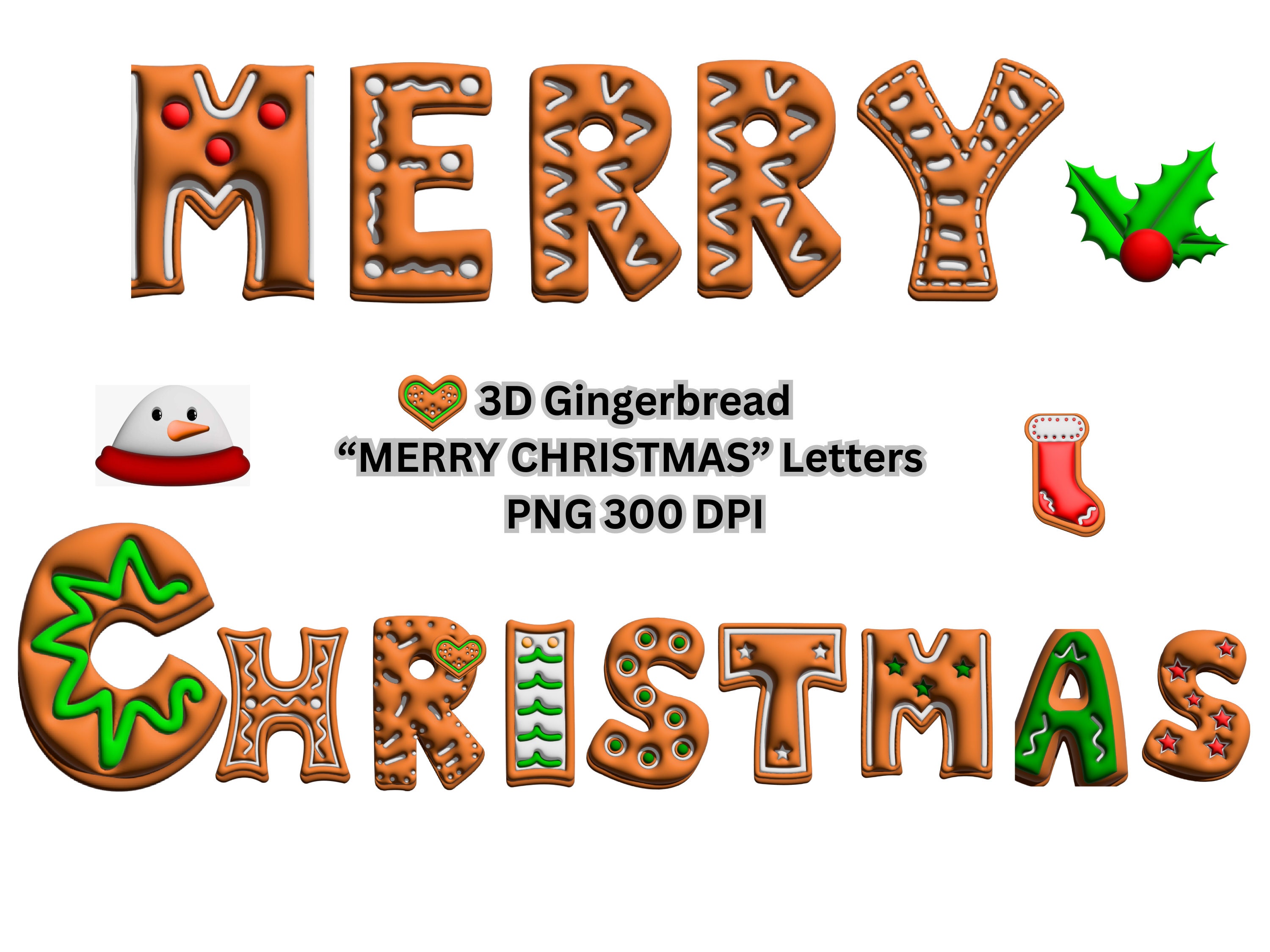 Christmas Gingerbread Clipart Bundle Adorable Cookies, Houses, 3D ...