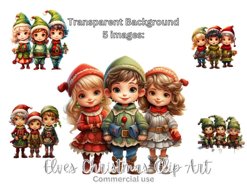 Elves Clipart, Watercolor Boy and Girl Elf, Santa's Little Elf, Elves ...