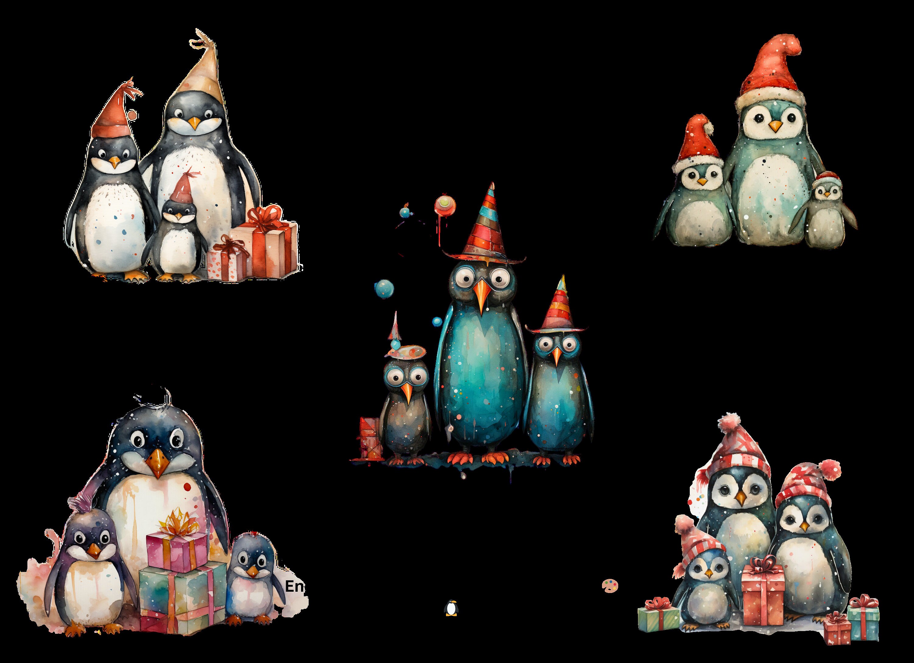 Surrealist Art, Penguin Clip Art, Cool Penguin, Watercolor Christmas ...