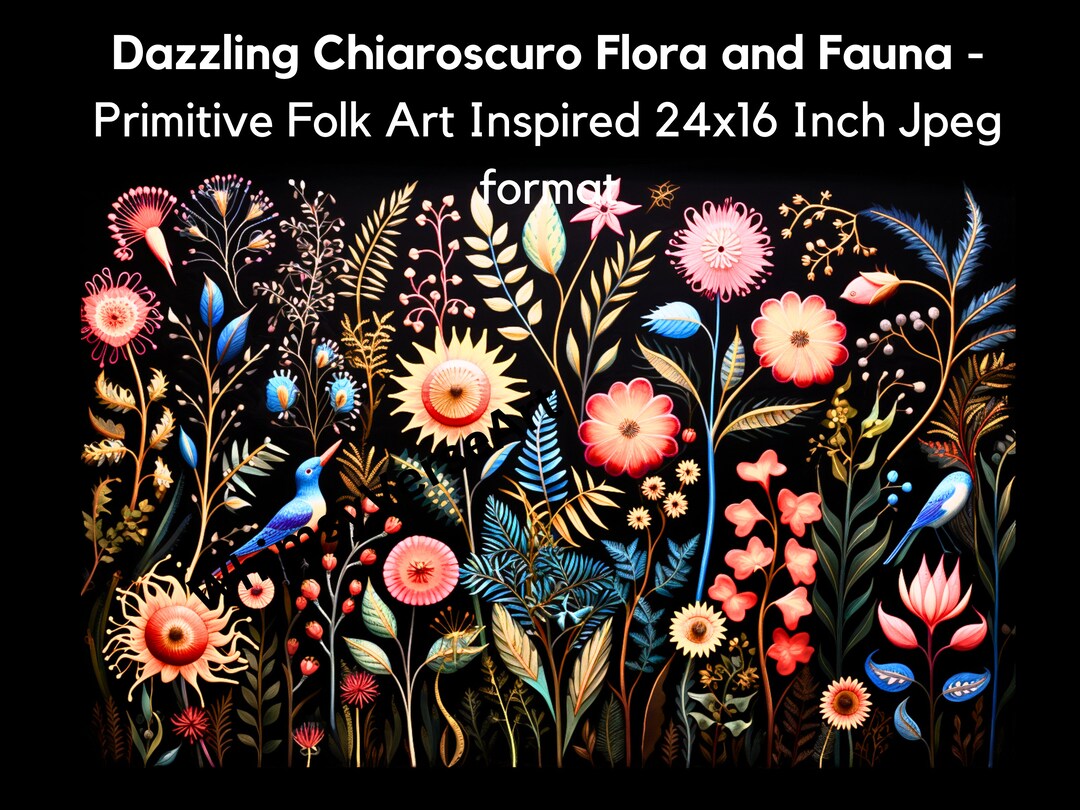 Primitive Folk Art - Botanical Ephemera - Inspired Flora and Fauna ...