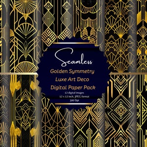 Golden Symmetry - Luxe Art Deco Digital Paper Pack - 12 Elegant ...