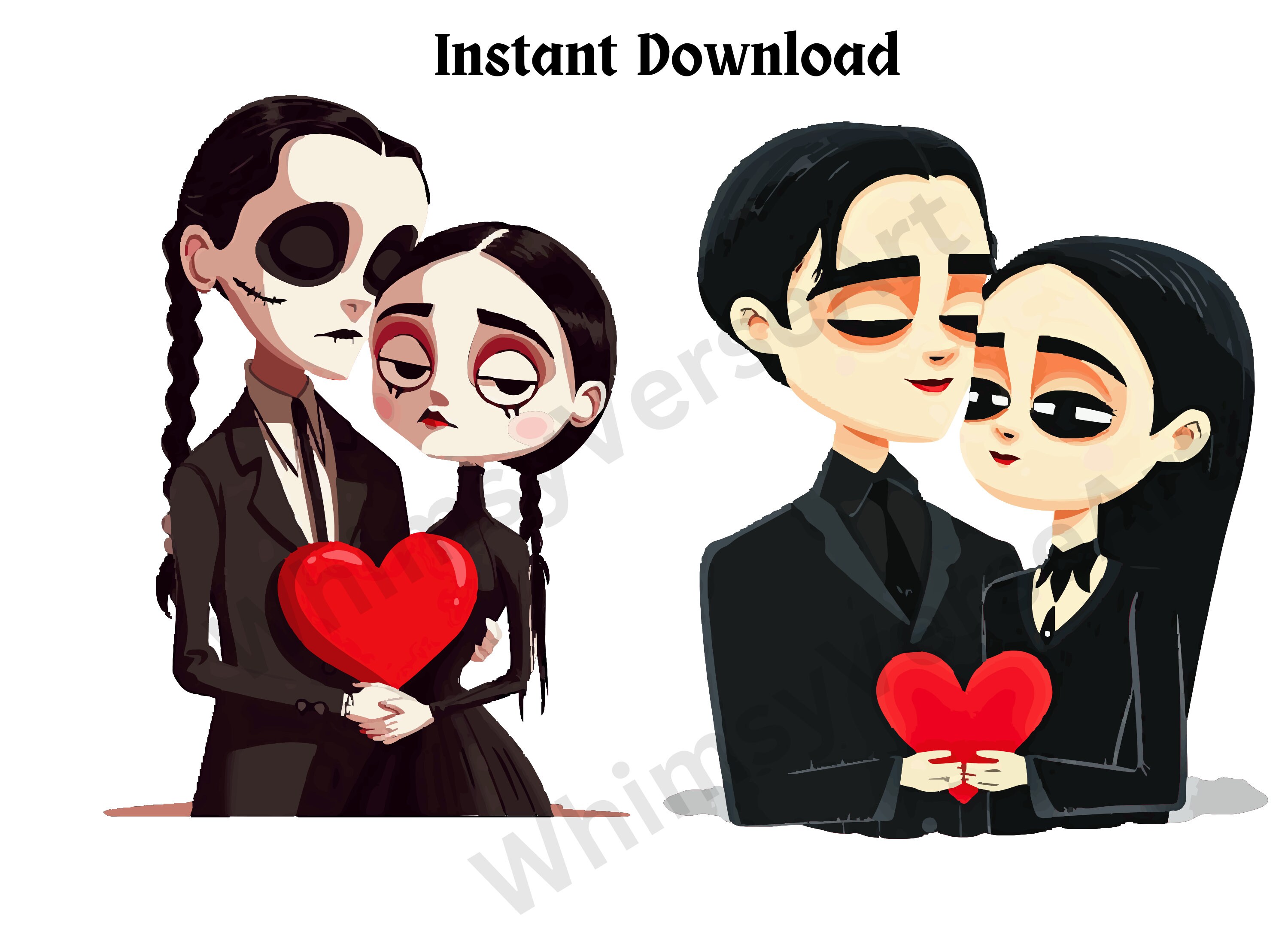 Whimsical Wednesday Addams SVG & PNG Bundle Perfect for Valentine's Day ...