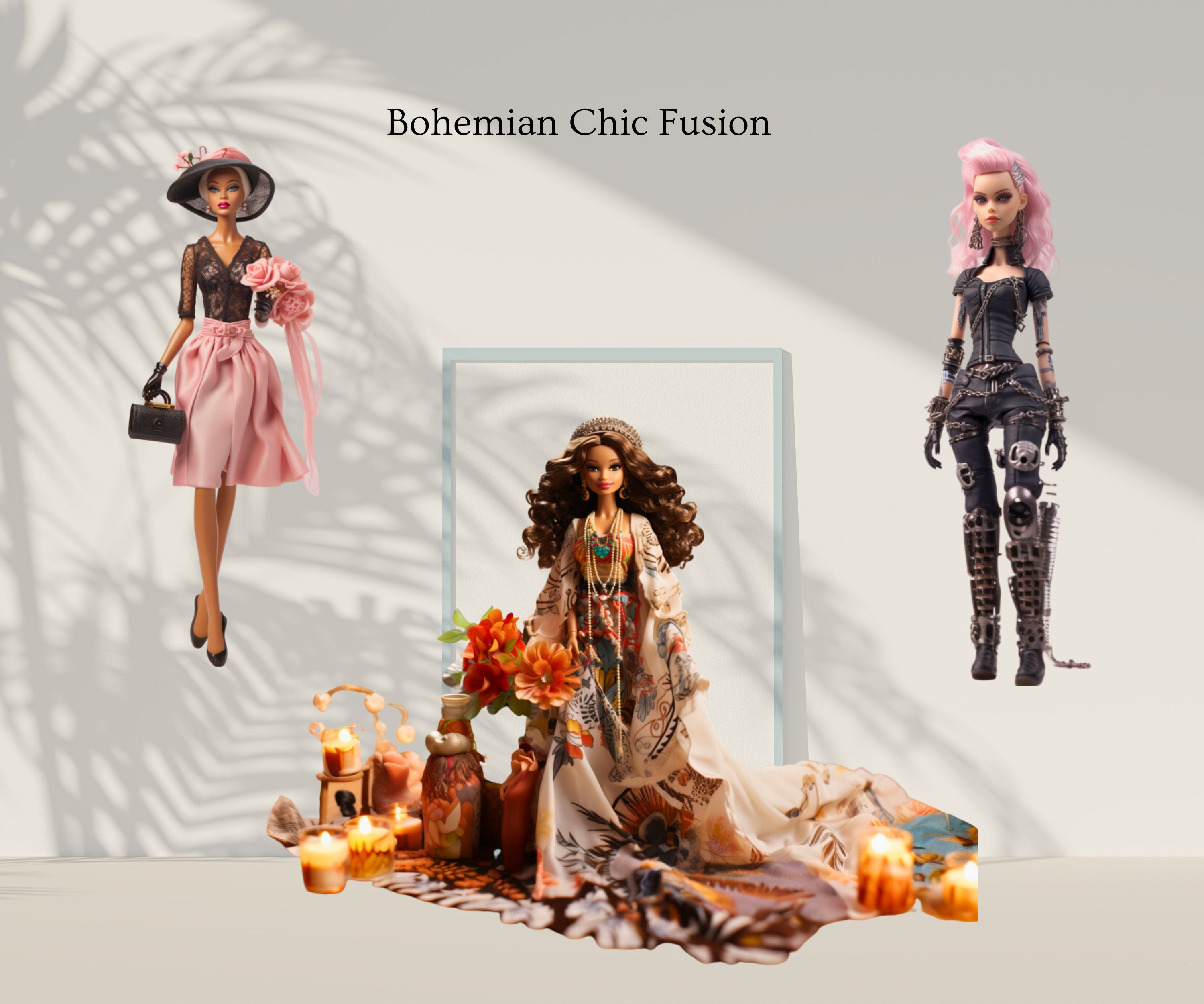 Whimsical Doll Art Bohemian Fashion Poseable Art Doll Set of 29 PNG for ...