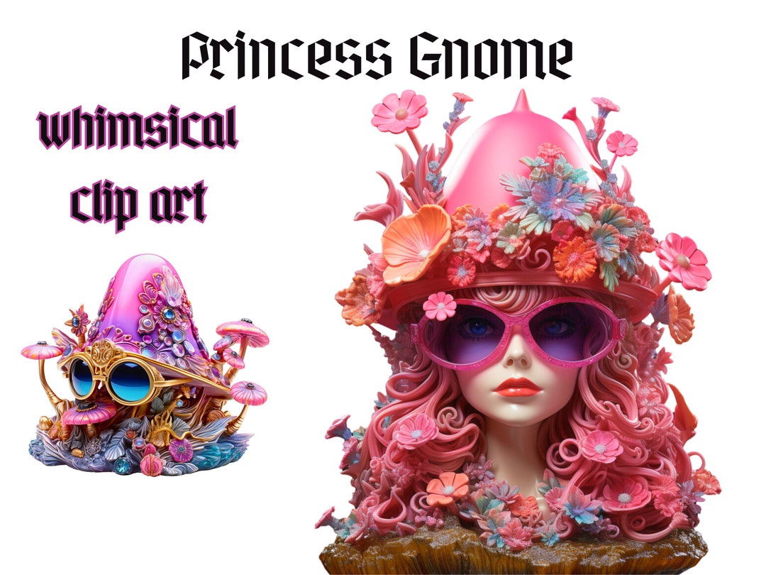 Whimsical Pink Princess Gnome Clipart Set (digital Download) - Etsy