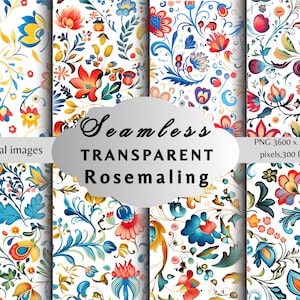 Rosemaling Pattern: Norwegian Folk Art Digital Paper (PNG) - Etsy