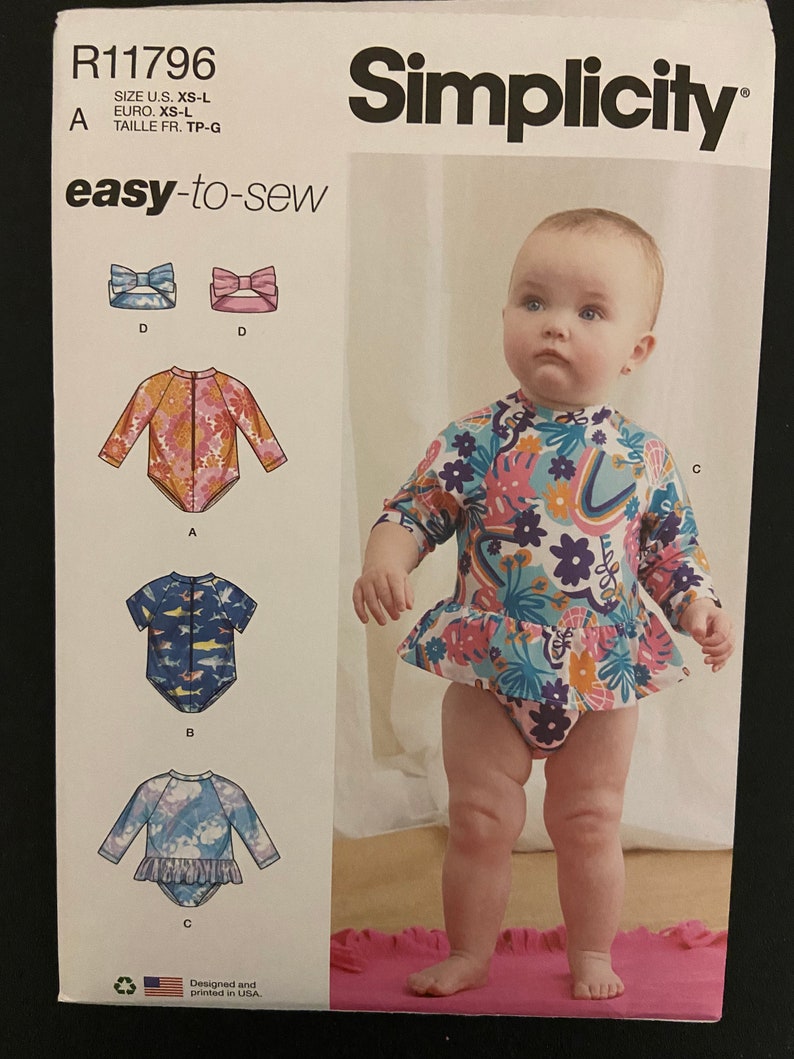 Simplicity R11796 Babies Swimsuit Size XS- - Etsy