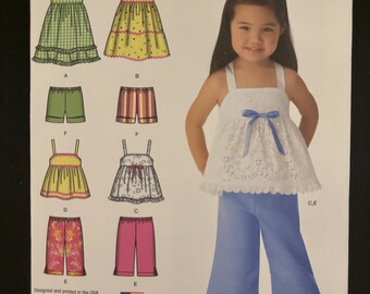 Uncut Simplicity Sewing Pattern 1451 Toddlers' Dresses, Top, Cropped ...