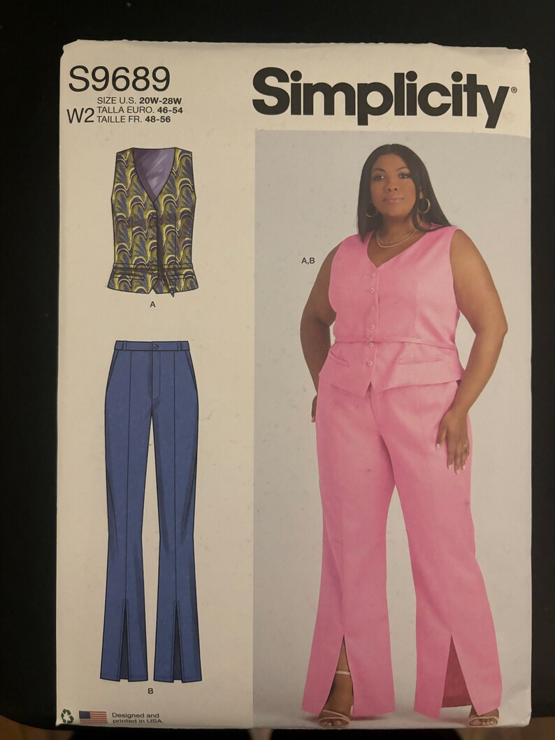 Simplicity S9689 Misses Vest and Pants Size 20w-28w - Etsy