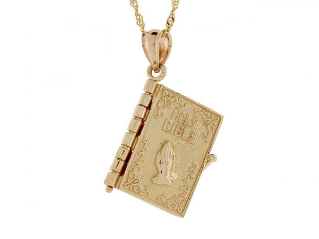 Your Choice of Solid 10k or Solid 14k Gold Bible 4 Page Religious ...