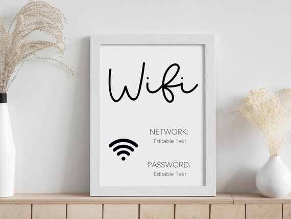 Editable Wifi Sign Wifi Password Sign Wifi Password Sign | Etsy