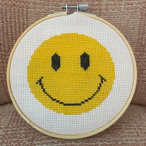 PATTERN Yellow Smiley Face Cross Stitch Chart Instant Download Includes ...