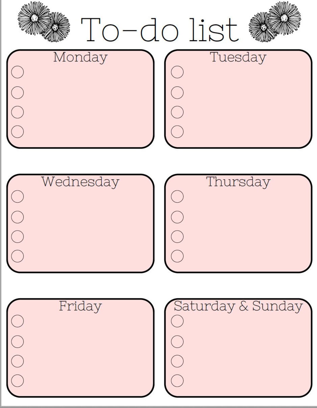 To- Do List Printable Instant Download One Page Reusable Organization ...