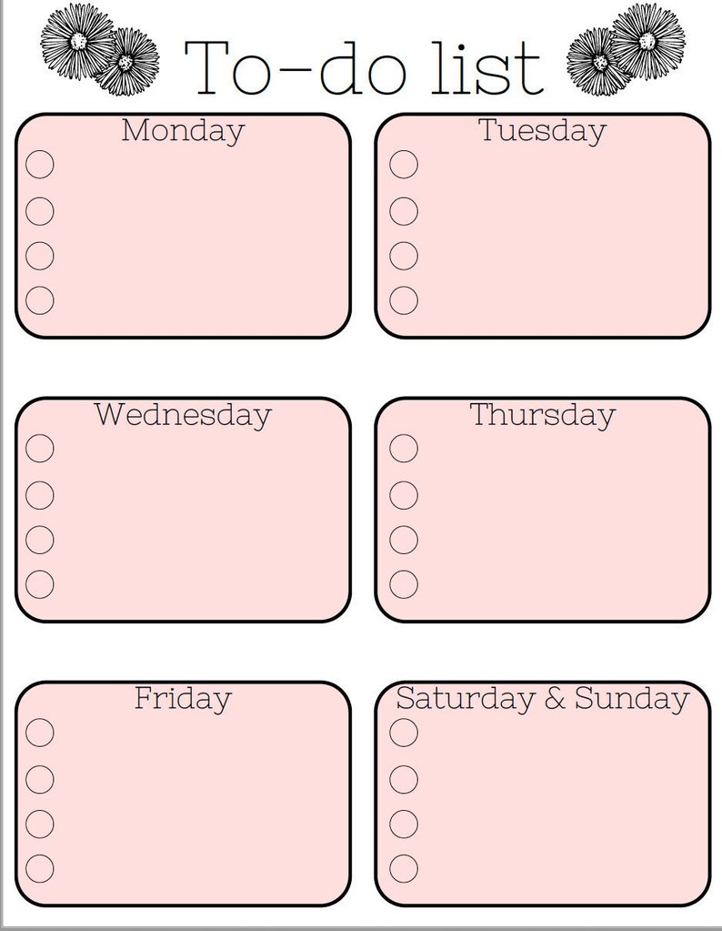 To- Do List Printable Instant Download One Page Reusable Organization ...