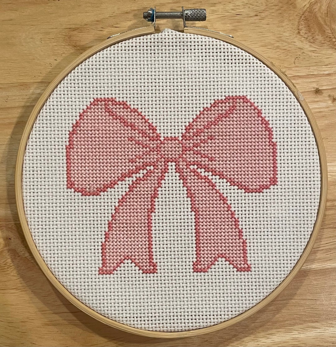 PATTERN Pink Bow Counted Cross Stitch Chart Instant Download Includes ...