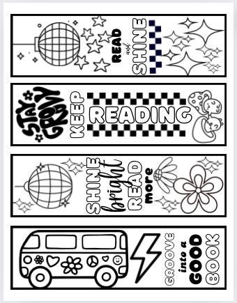 Retro Groovy Bookmarks | Groovy Coloring Page | Disco | - Etsy