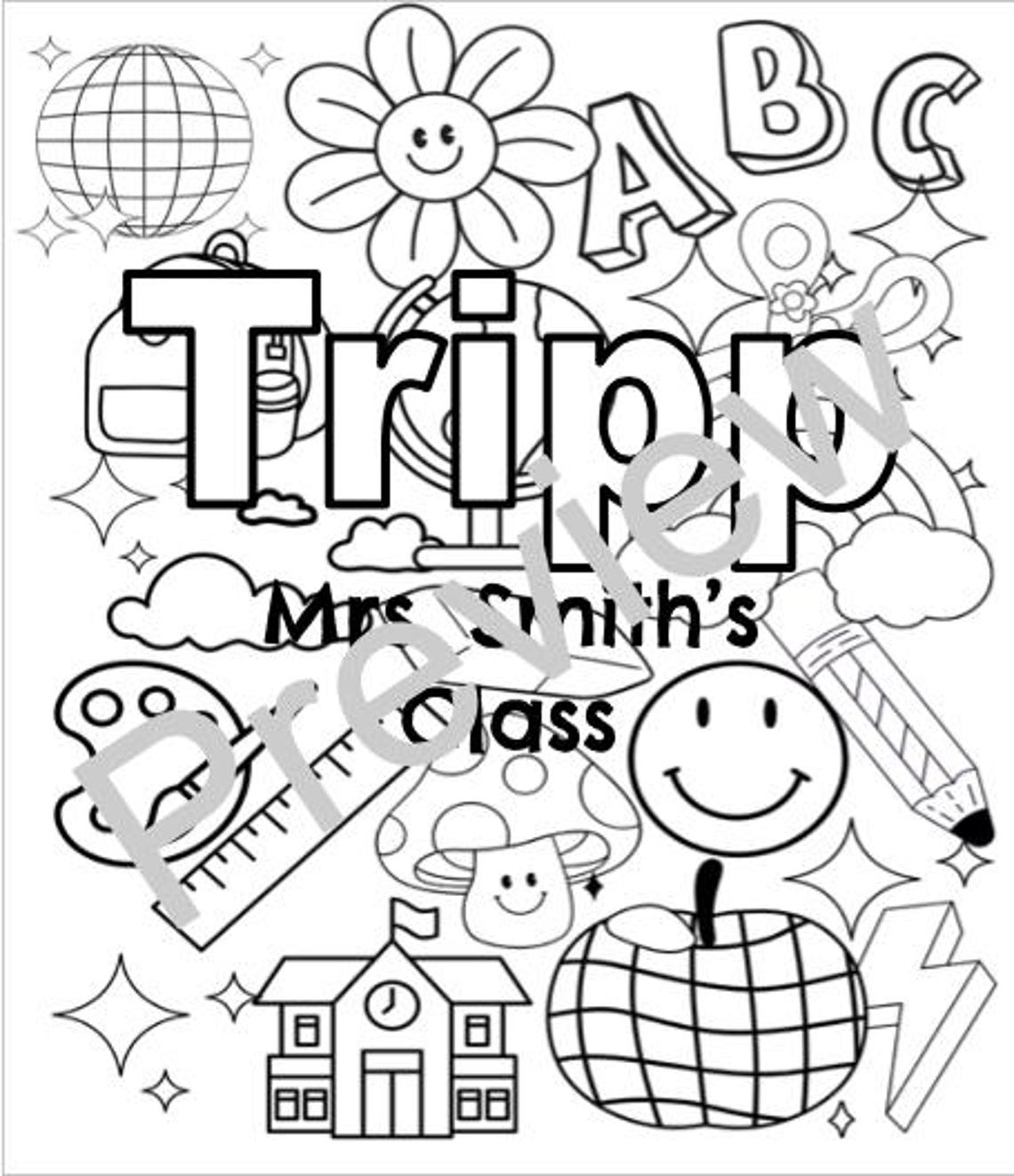 Back to School Coloring Page | Student Folder Binder Cover | EDIT ...