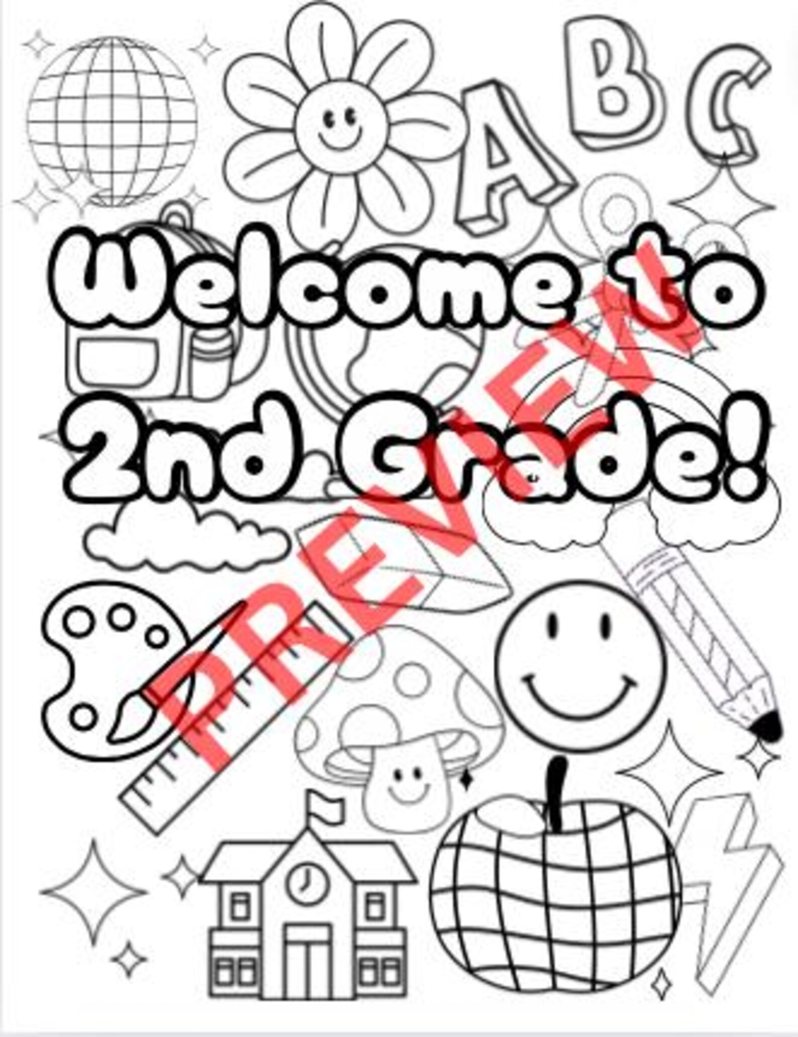 Back to School Coloring Page | Student Folder Binder Cover | EDIT ...
