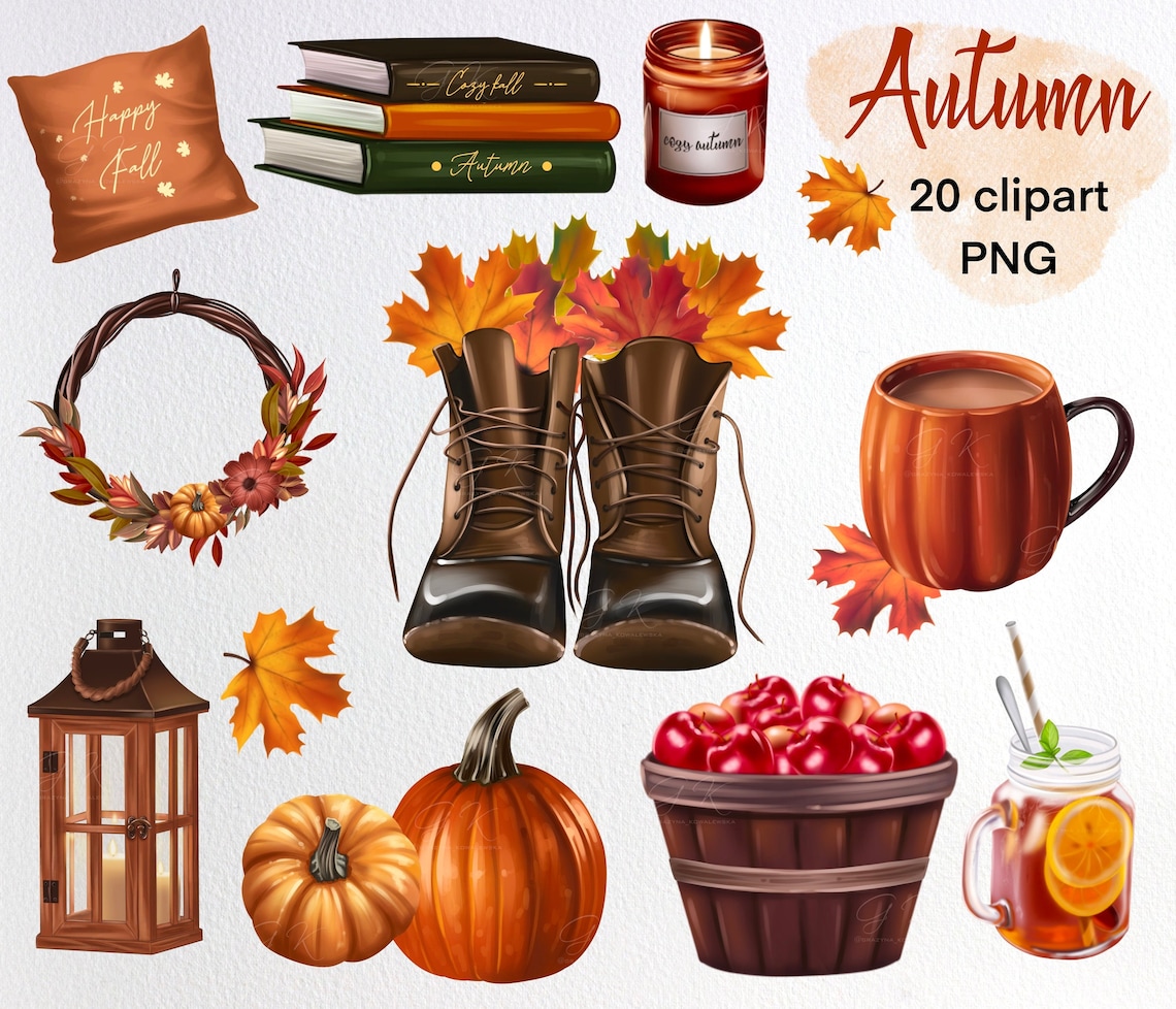 Fall Clipart Autumn Clipart Cozy Autumn Fall Decor Cozy - Etsy